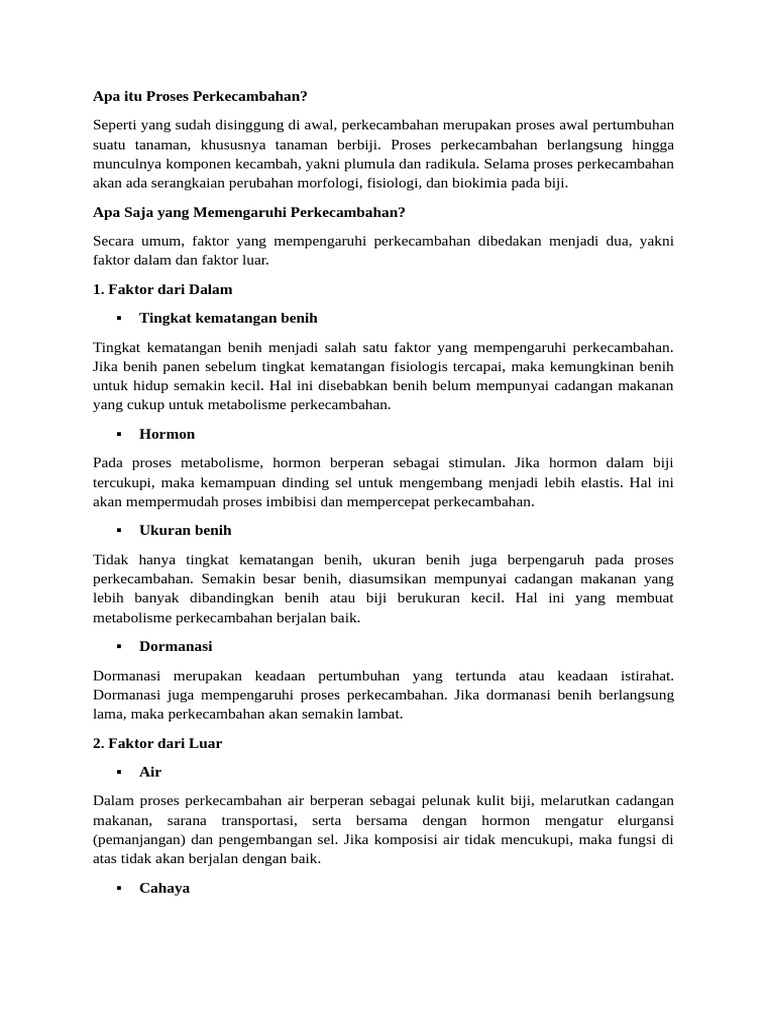 Apa Itu Proses Perkecambahan | PDF