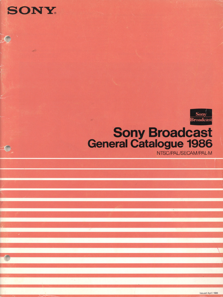 Sony Broadcast General Catalogue 1986 | PDF | Camera | Video