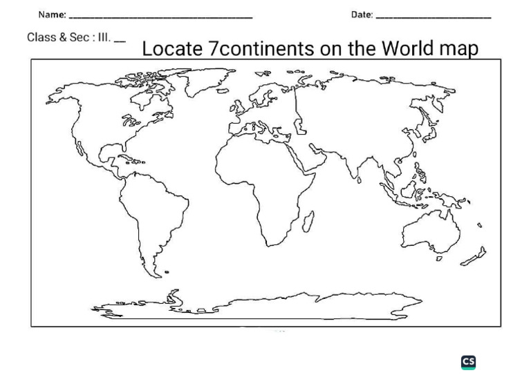 Locate Seven Continents On The World Map | PDF
