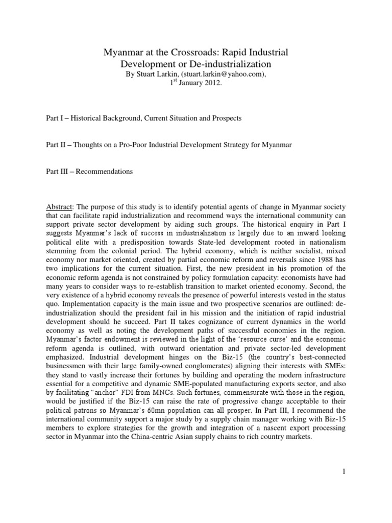 Stuart Larkin Ridd | PDF | Myanmar | Chinese Economic Reform