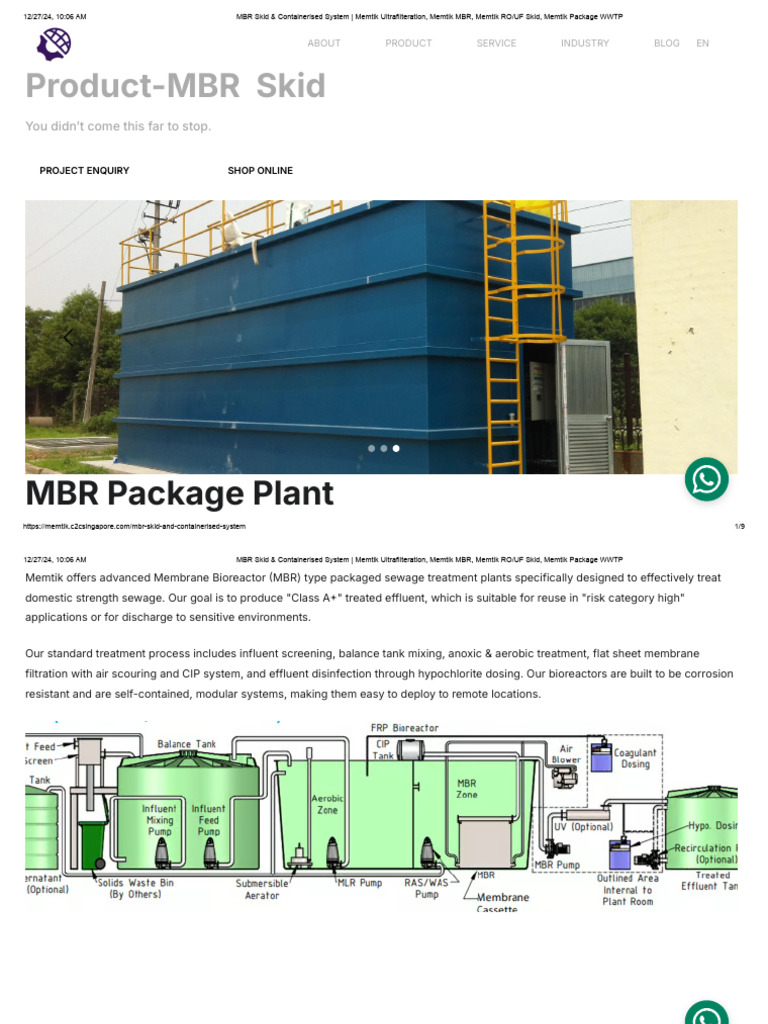 MEMTIK Membrane MBR Package WWTP | PDF | Sewage Treatment | Membrane