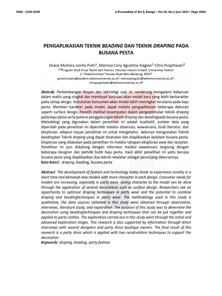 Penggabungan Teknik Beading dan Draping | PDF