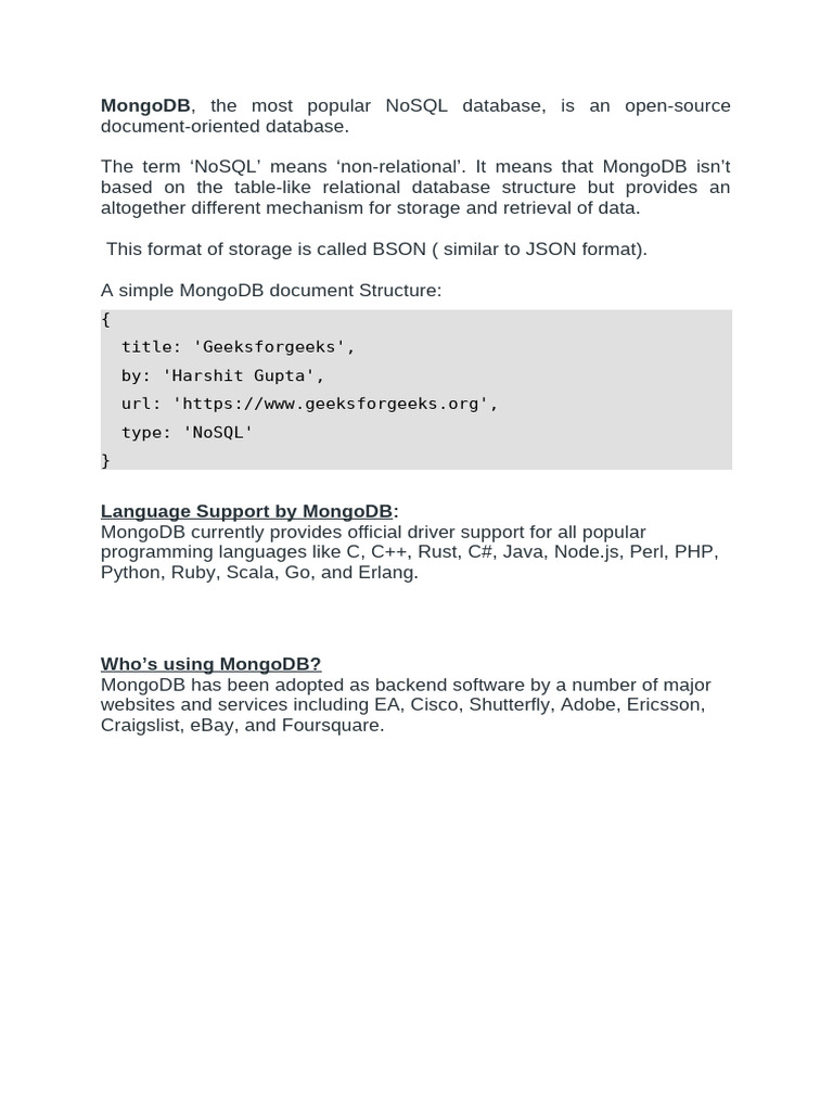 Mongo DB | PDF