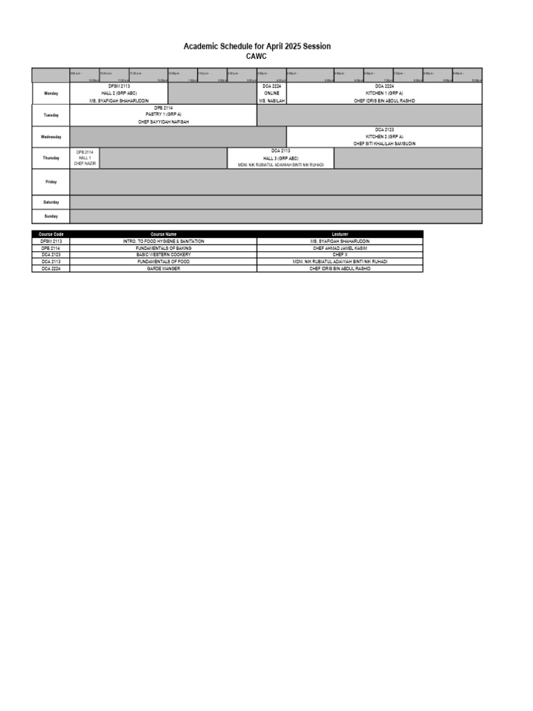 Jadual Cawc Sesi April 2025 | PDF
