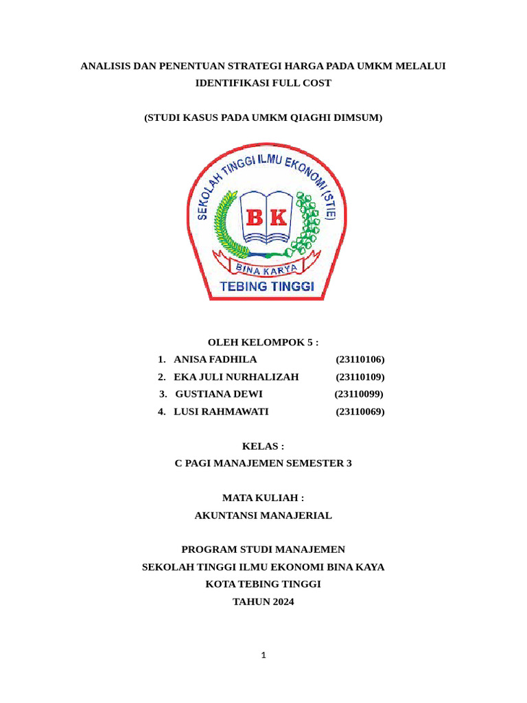 Laporan Project Based Learning Akuntansi Manajerial | PDF