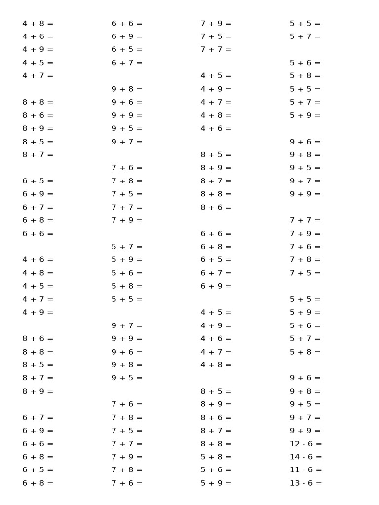 Addition Subtraction Drill | PDF