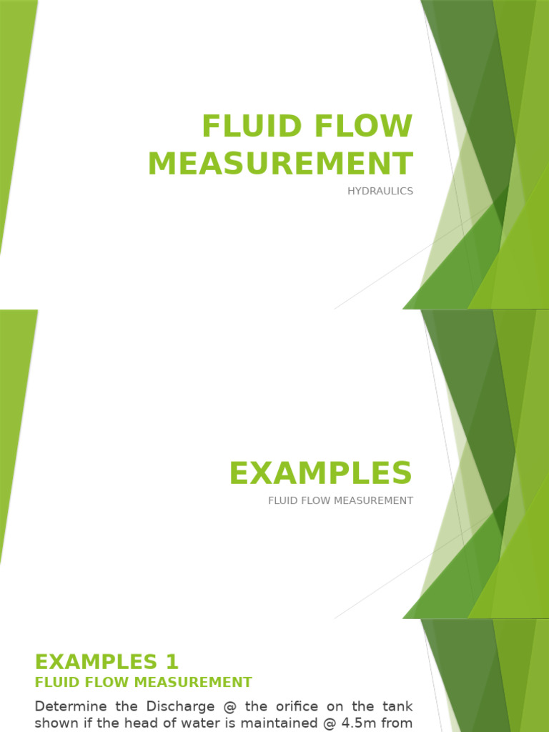 Fluid Flow Measurement Examples | PDF | Flow Measurement | Fluid Mechanics