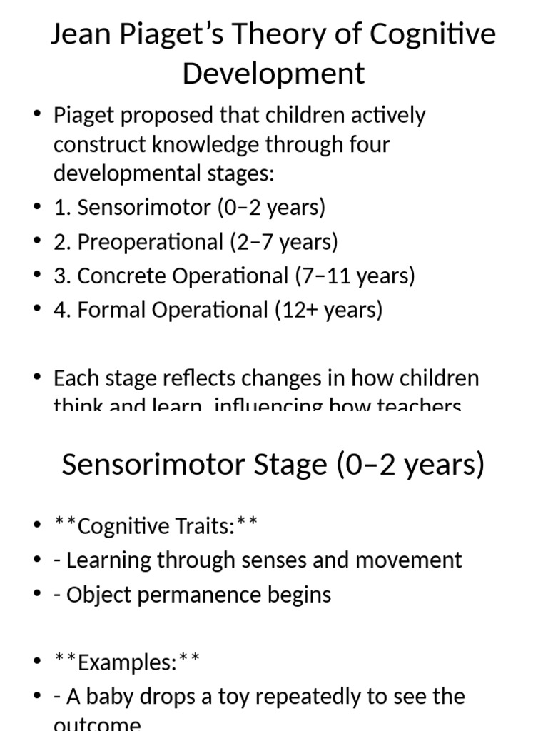 Piaget Cognitive Development Stages | PDF