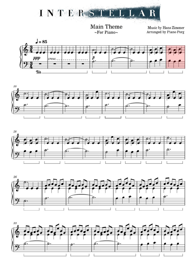 Interstellar Main Theme Page 1 | PDF