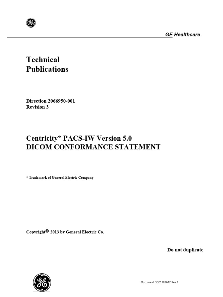 Centricity PACS-IW 5.0 DICOM Statement | PDF | Computing