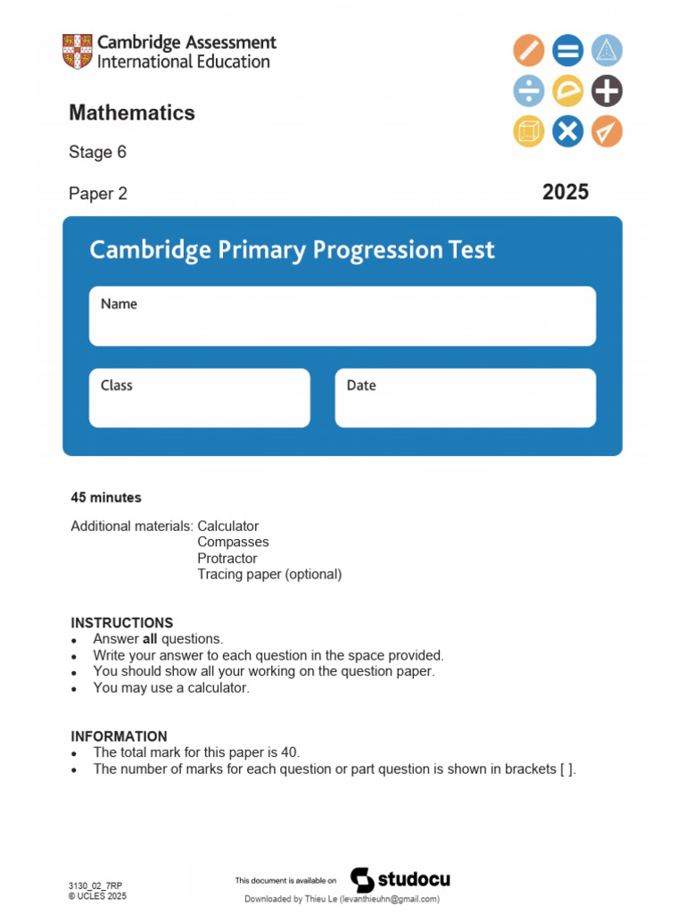 Math Progression Test PP2 2025 | PDF | Euclidean Geometry