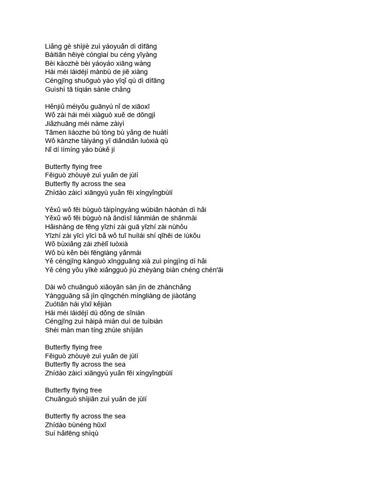 Butterfly Flying Free Poem | PDF