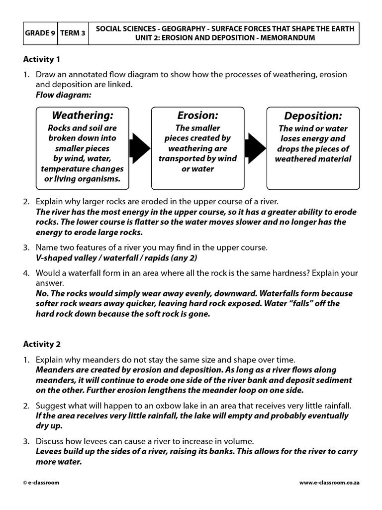 Weathering: Erosion: Deposition:: Activity 1 | PDF | Erosion | River