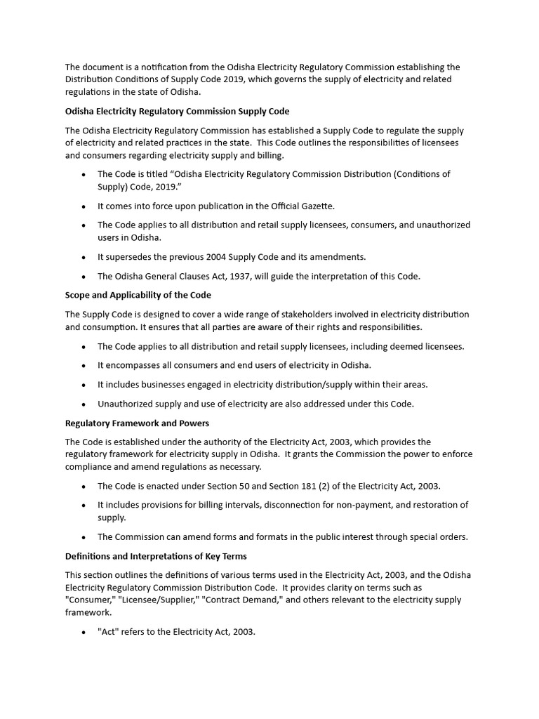 OERC Distribution and Supply Code 2019 | PDF | Landlord | High Voltage