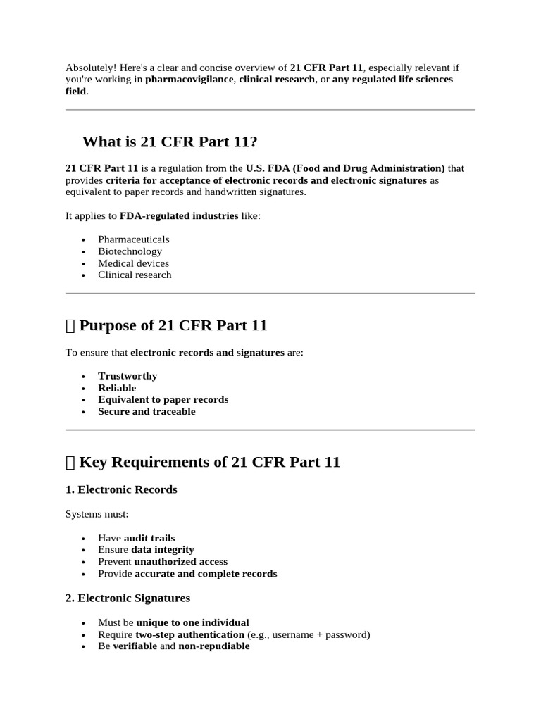 21 CFR Part 11 and Interview Qs | PDF | Pharmacovigilance | User (Computing)