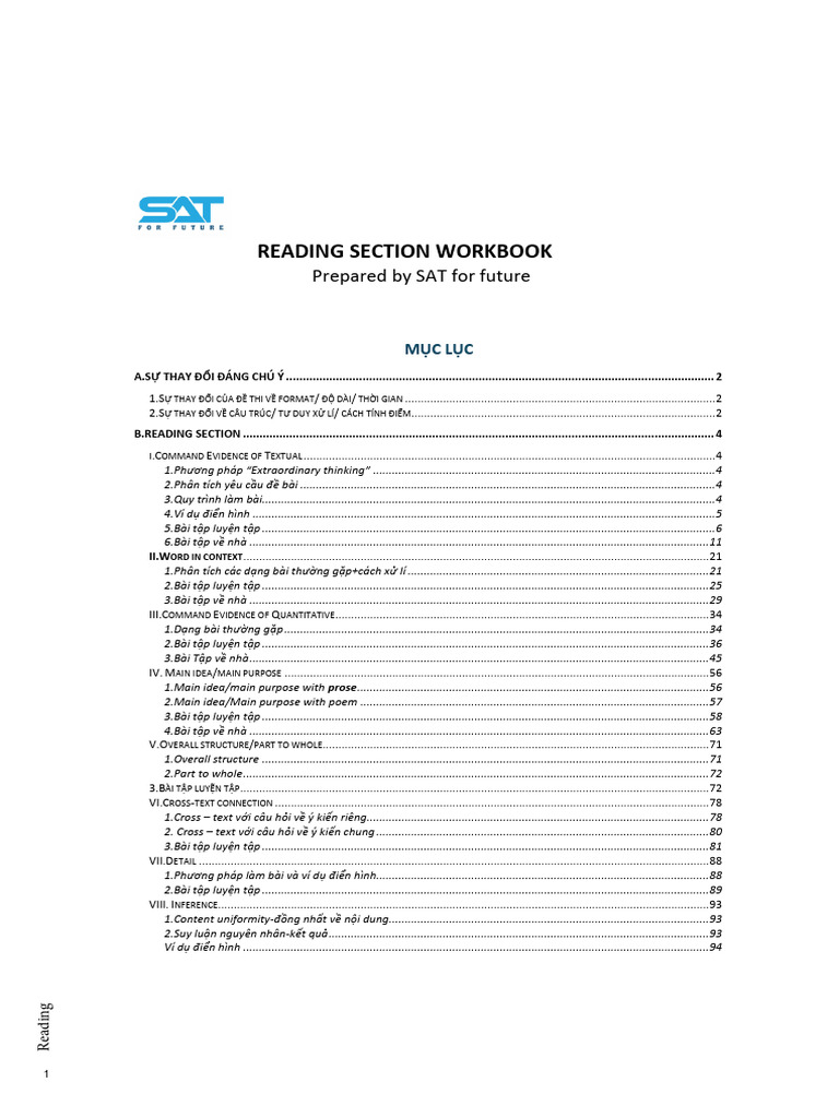 SAT Reading Section Workbook Guide | PDF | Malaria | Angiography