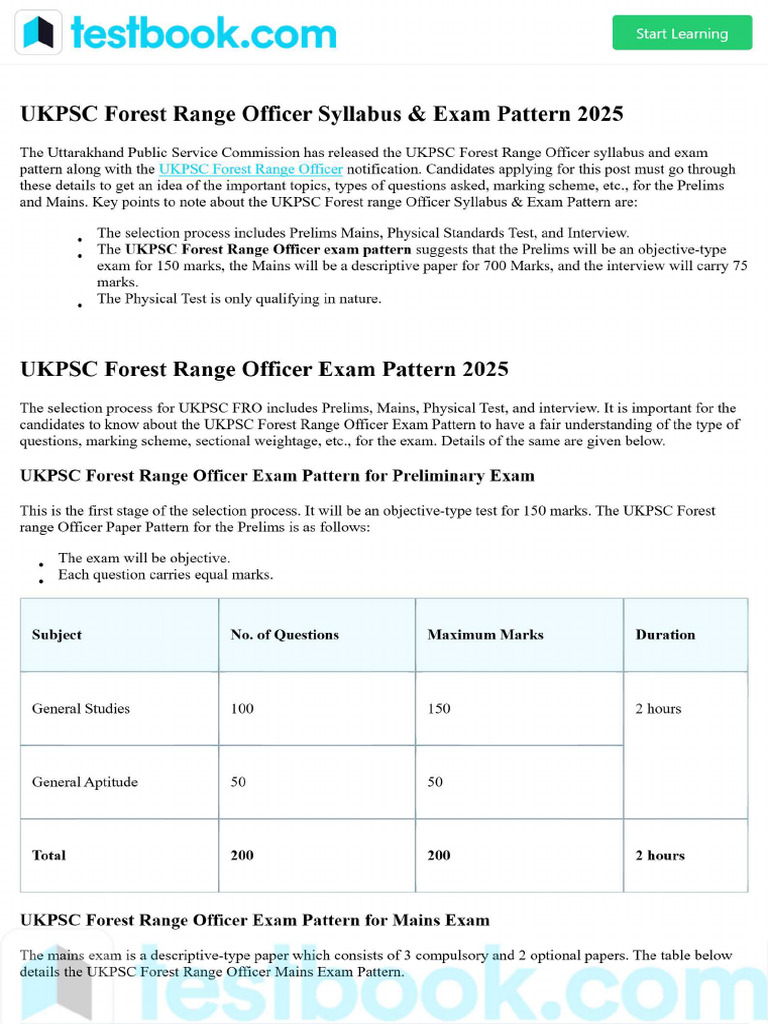 UKPSC Forest Range Officer Syllabus & Exam Pattern 2025 | PDF