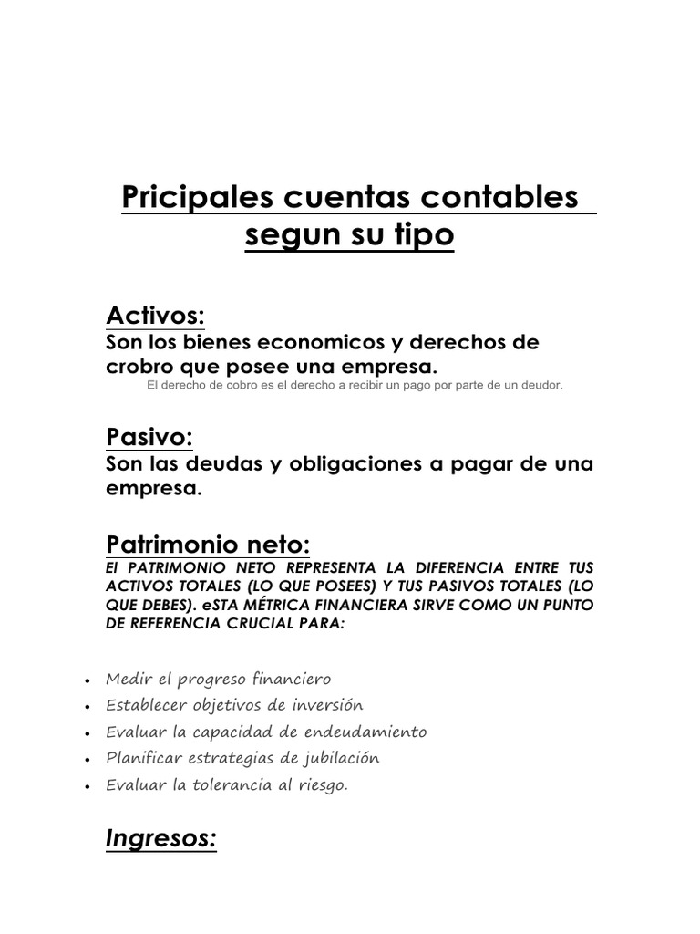 Cuentas Contables: Activos, Pasivos y Más | PDF