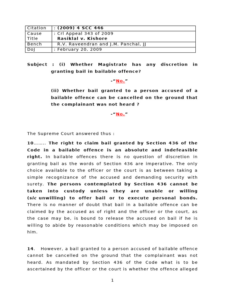 Si1626666399Bail Under Section 436 CRPC - Absolute and Indefeasible ...
