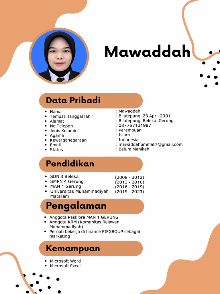 Putih Oranye Resume Lulusan Baru - 20250727 - 215751 - 0000 | PDF