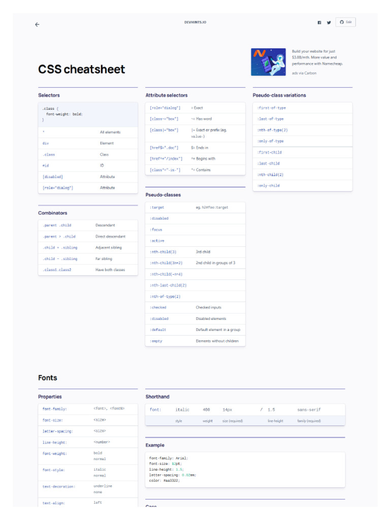 Devhints Cheat Sheet CSS | PDF