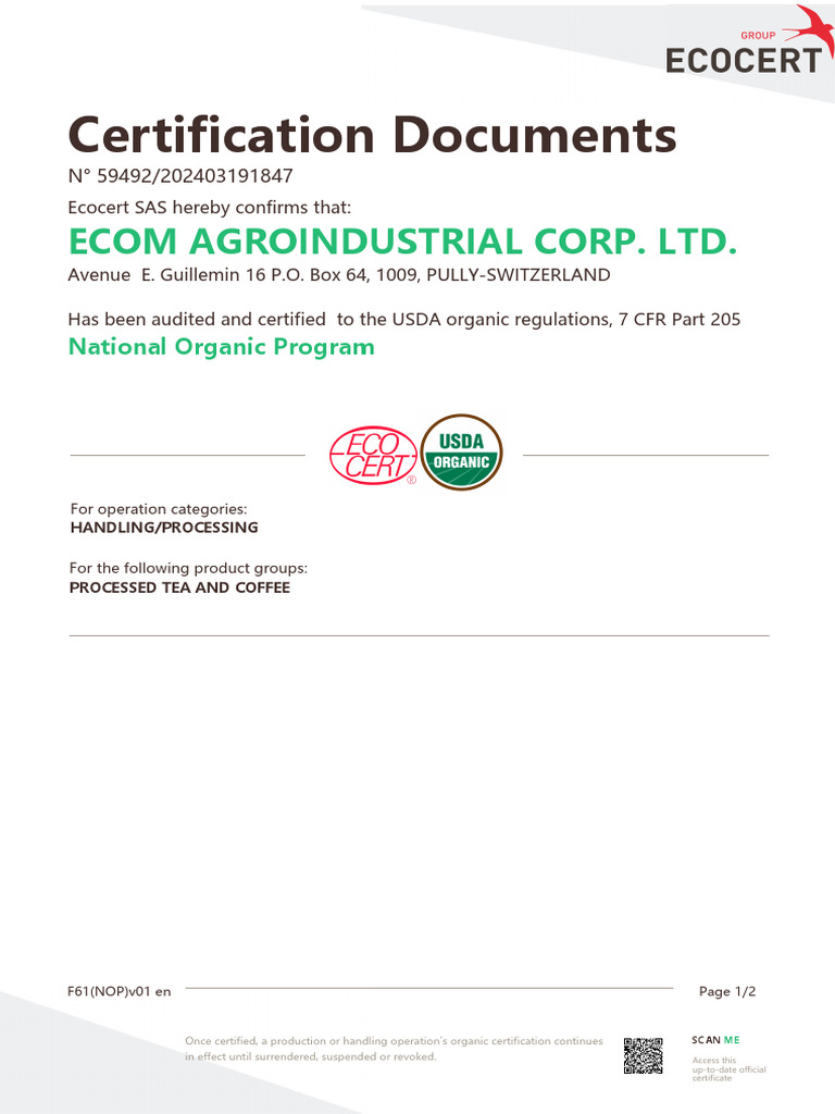 SAS - Certificate NOP - ADDENDA | PDF