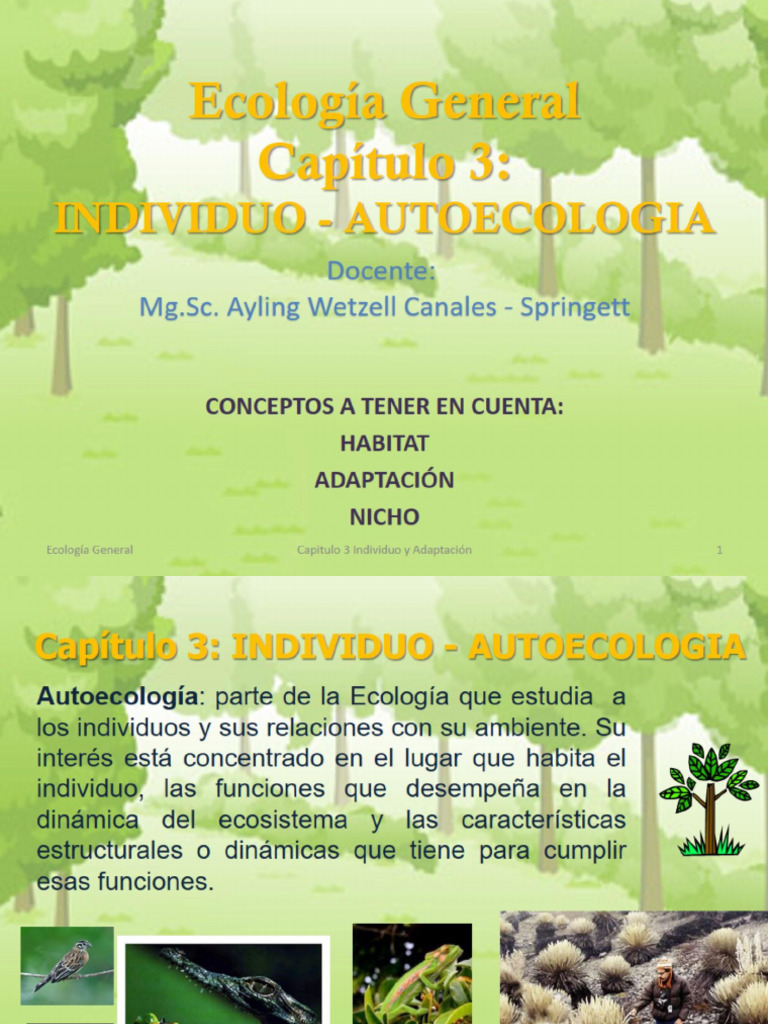 Capítulo 3 Ecología. Gral. Ecología Del Individuo. Autoecología 30.08. ...