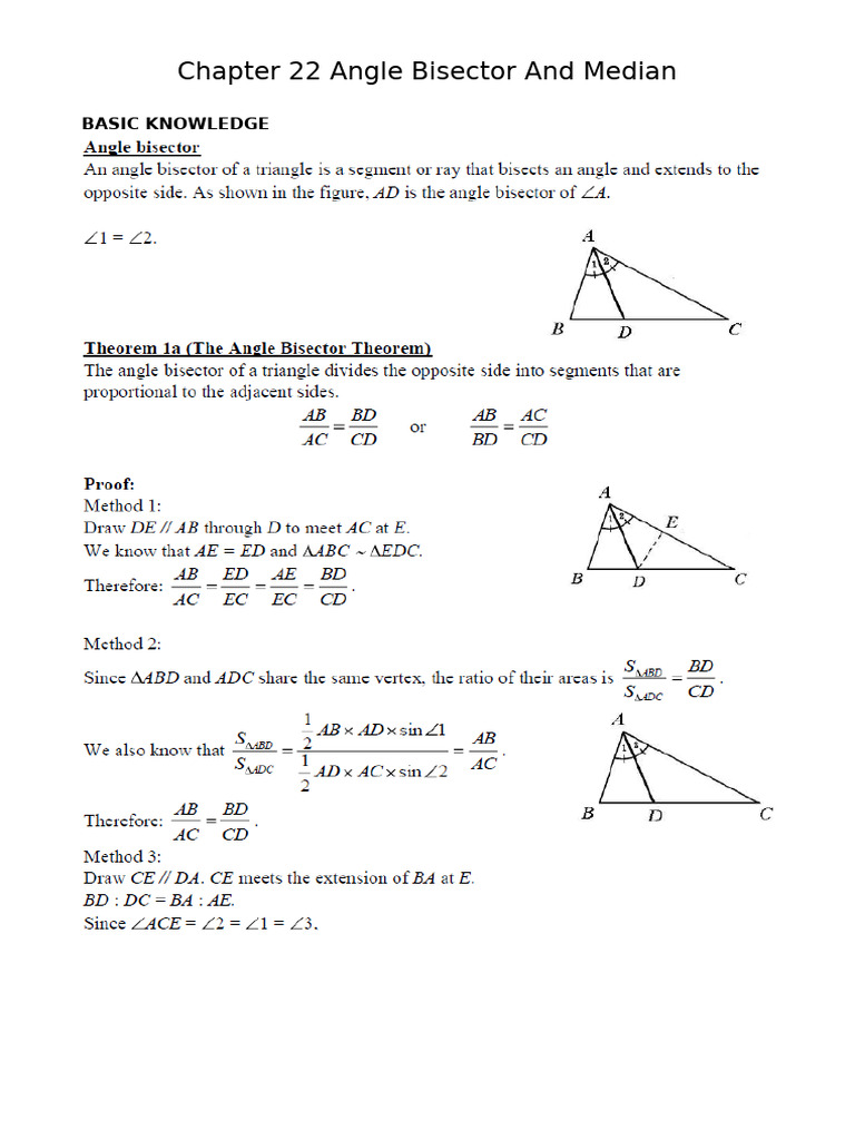 Chapter 22 Angle Bisector and Median | PDF | Elementary Mathematics ...