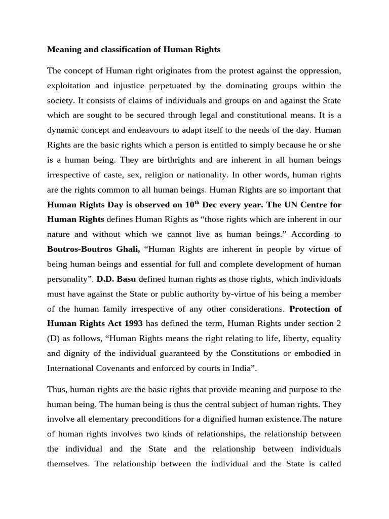 Meaning and Classification of Human Rights | PDF | Rights | Human Rights