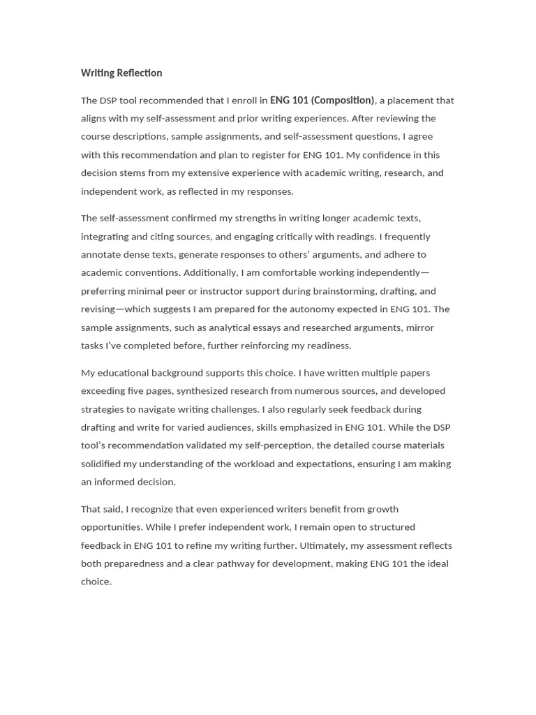 Writing Reflection - Docx O4 | PDF