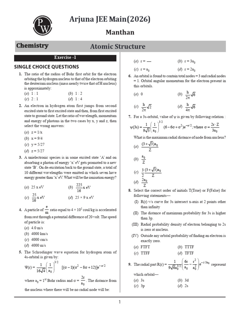 Bohr Model And Quantum Mechanics Quiz Pdf Atomic Orbital Electron