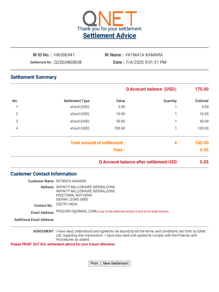 Settlement Summary | PDF