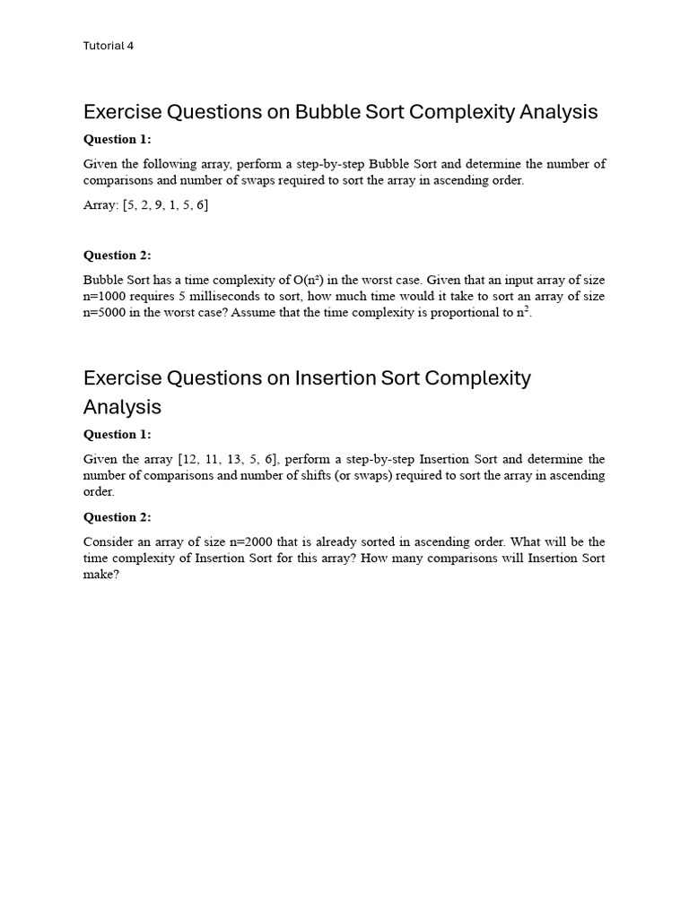 Algorithmics Tutorial - 2 | PDF