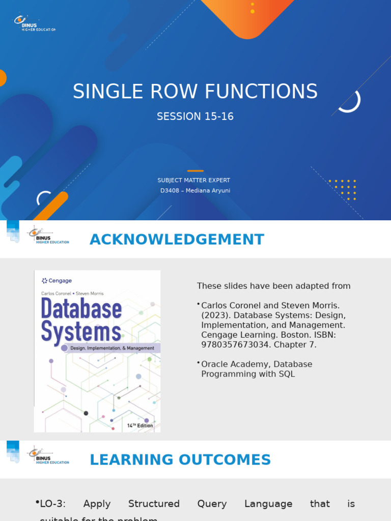 Single Row Functions-20250622103927 | PDF | Sql | Computer Programming