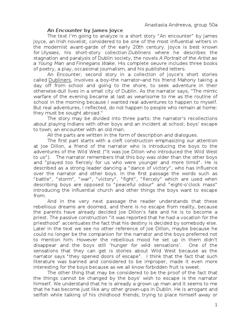 An Encounter Analysis2 | PDF | Dubliners | James Joyce
