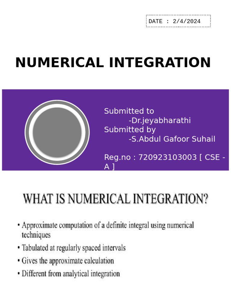 Numerical Integration | PDF