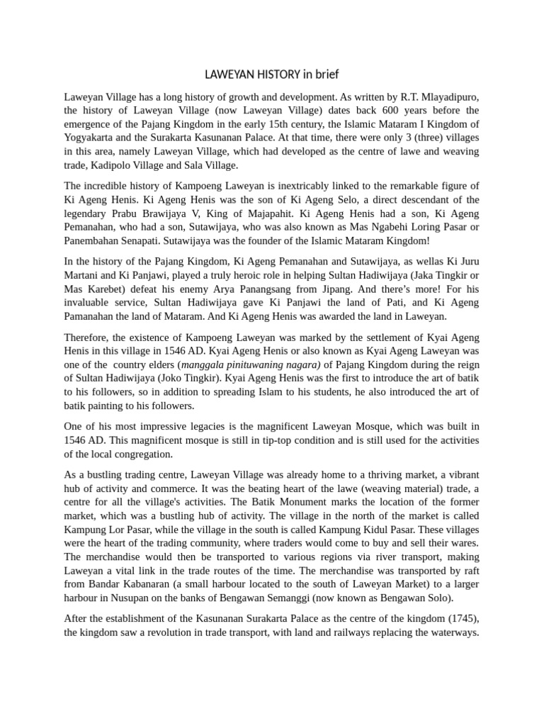 Laweyan: History and Batik Legacy | PDF