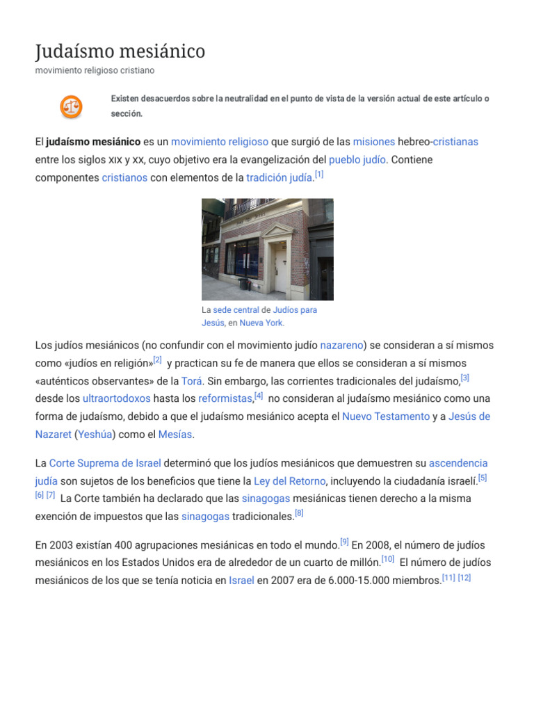 Judaísmo Mesiánico - Wikipedia, La Enciclopedia Libre | PDF | Judios y ...