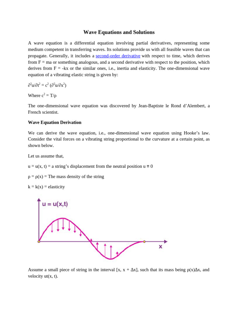 Wave Equations and Solutions | PDF | Wave Equation | Waves