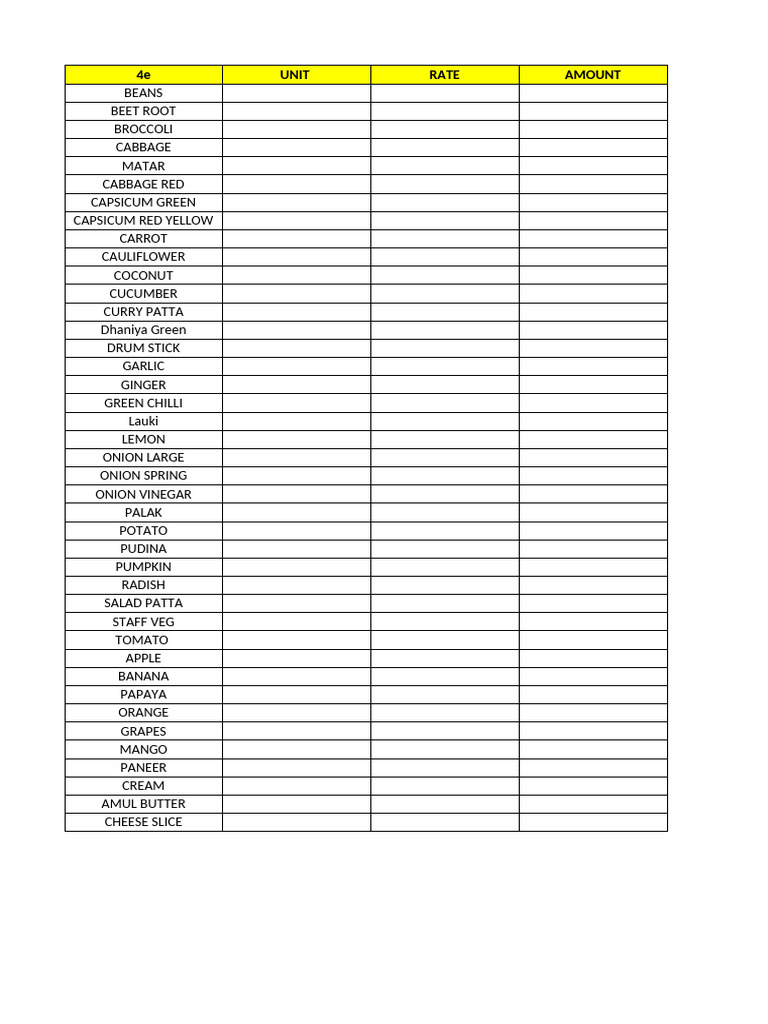 Printable Vegetable List PDF | PDF