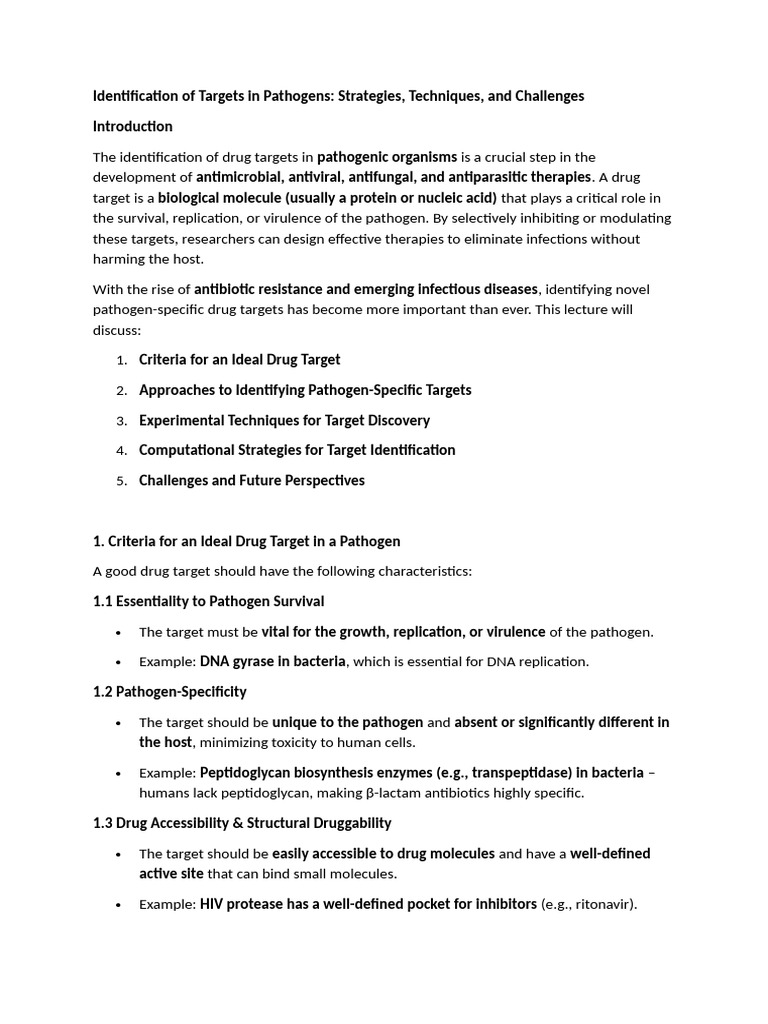 Pathogen Drug Target Identification Strategies | PDF | Pathogen ...