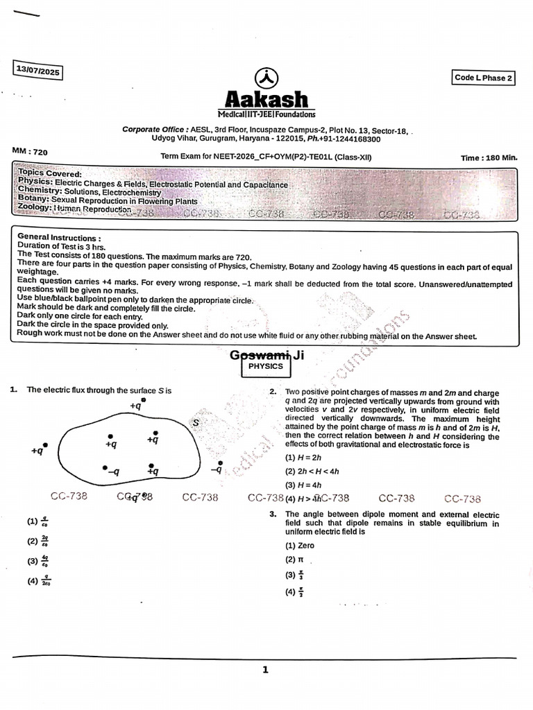 Te-01 Code L (Oym Batch) 13-07-2025 | PDF
