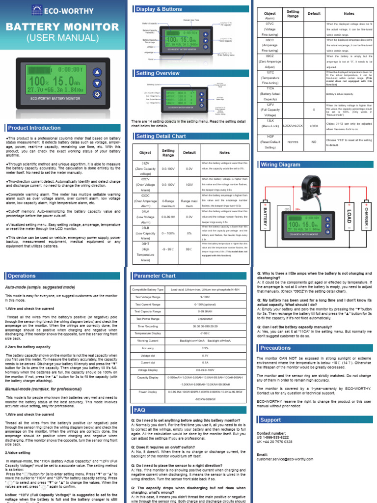 Eco-Worthy Battery Monitor Manual | PDF | Electric Current | Battery ...