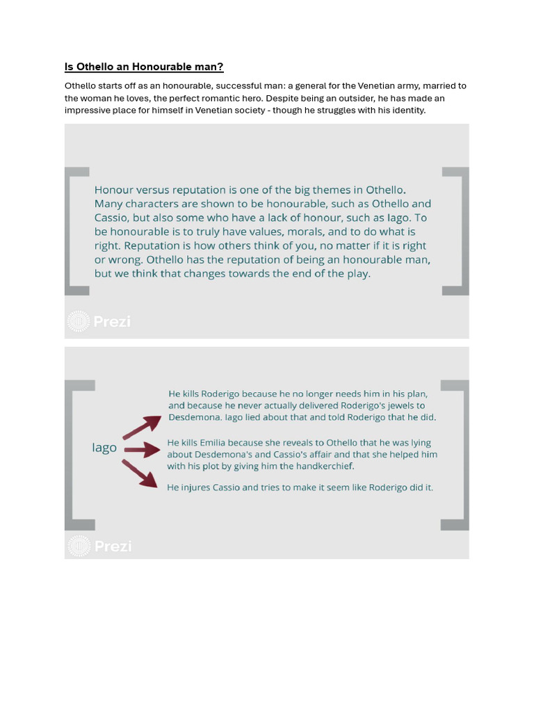 Othello an Honourable Muderer | PDF | Othello | Desdemona