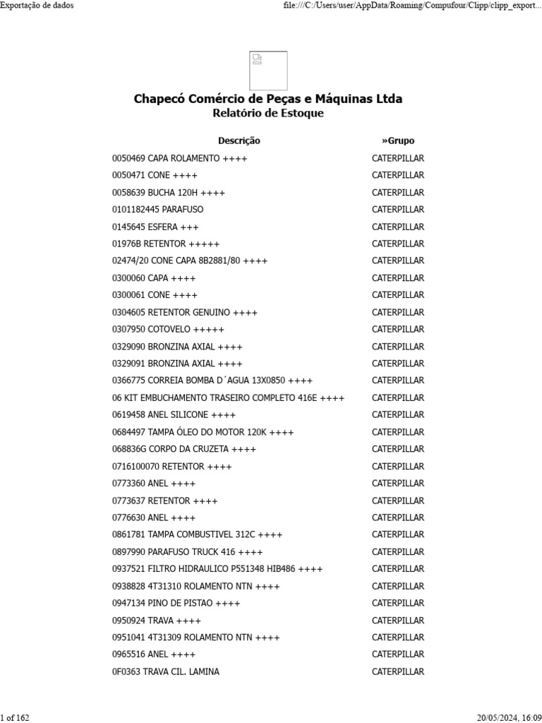 Chapecó Caterpillar Parts Inventory | PDF | Motorsport Competitions ...