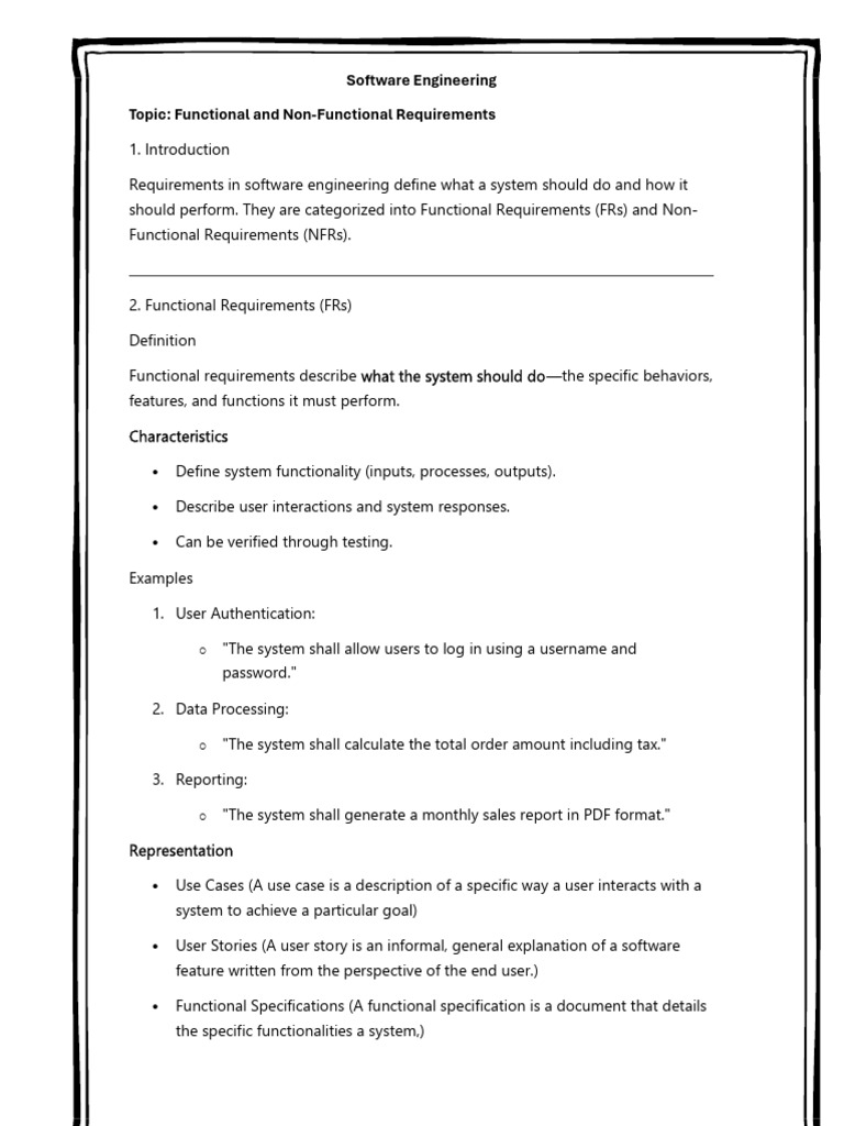 Software Engineering - Functional and Non Functional Requirements | PDF | System | User (Computing)