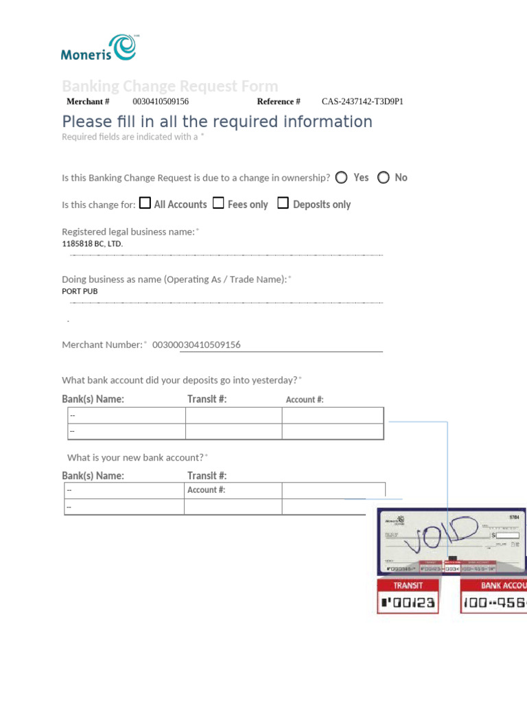 Banking Change Request Form | PDF | Cheque | Banks