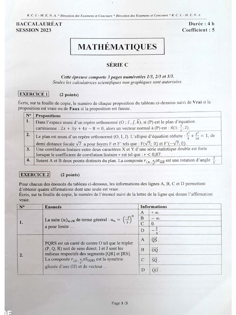 Civ Bac C Math 2023 | PDF