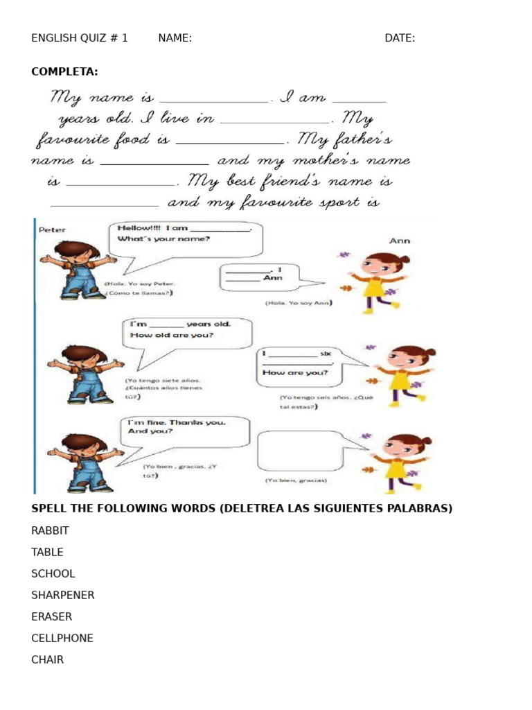 Quiz Presentacion y Saludos | PDF