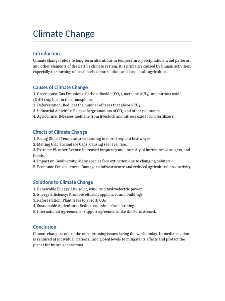 Understanding Climate Change Causes & Solutions | PDF